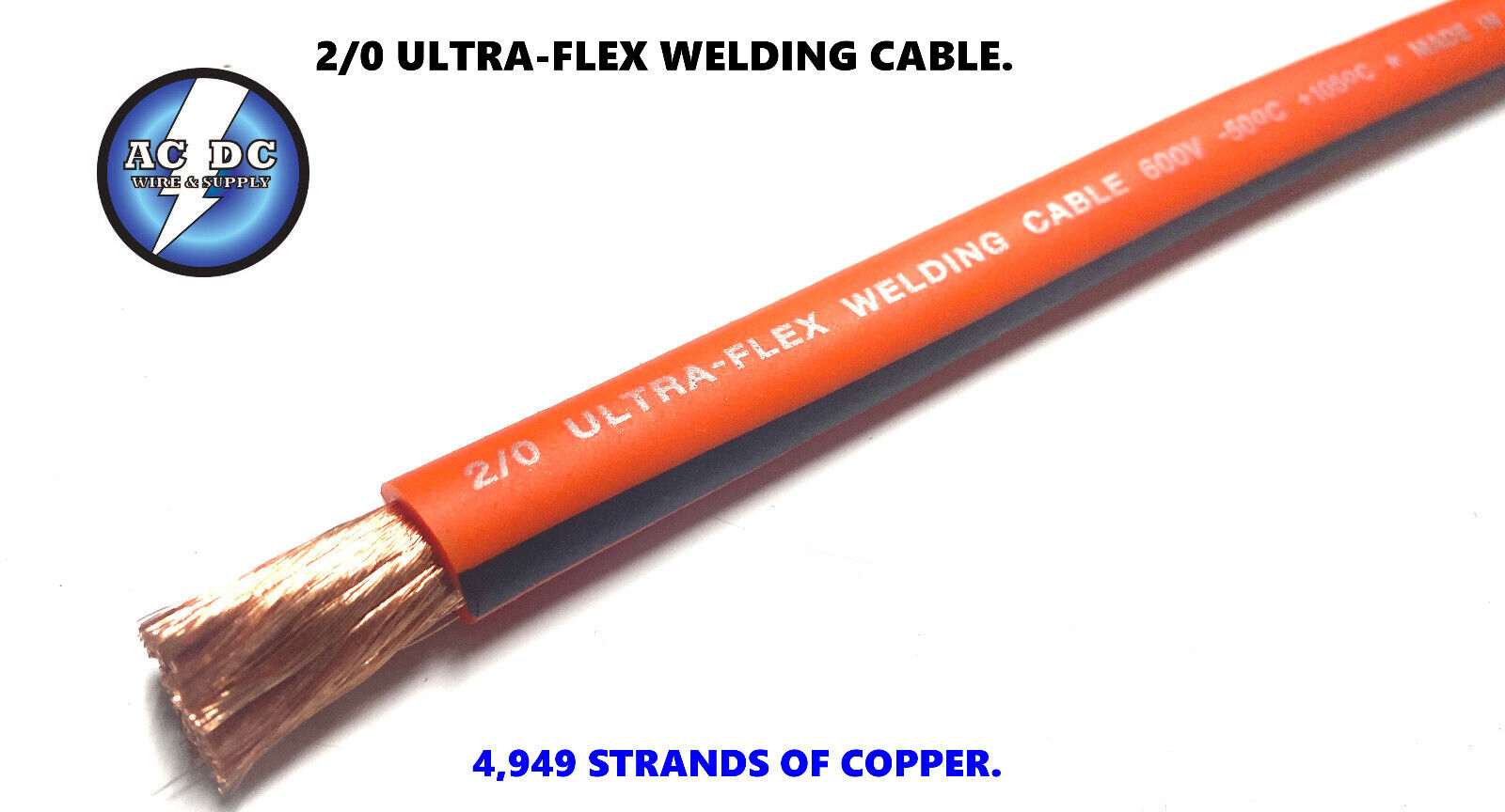 2/0 AWG Ultra Flex Welding Cable Rugged Jacket Orange 600V (PER FOOT) – AC/DC WIRE AND SUPPLY