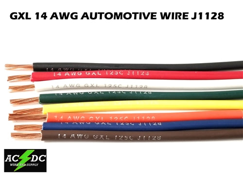 AC/DC WIRE AND SUPPLY GXL 14 AWG WITH LEGEND PRINT ID NEW FOR 2019.