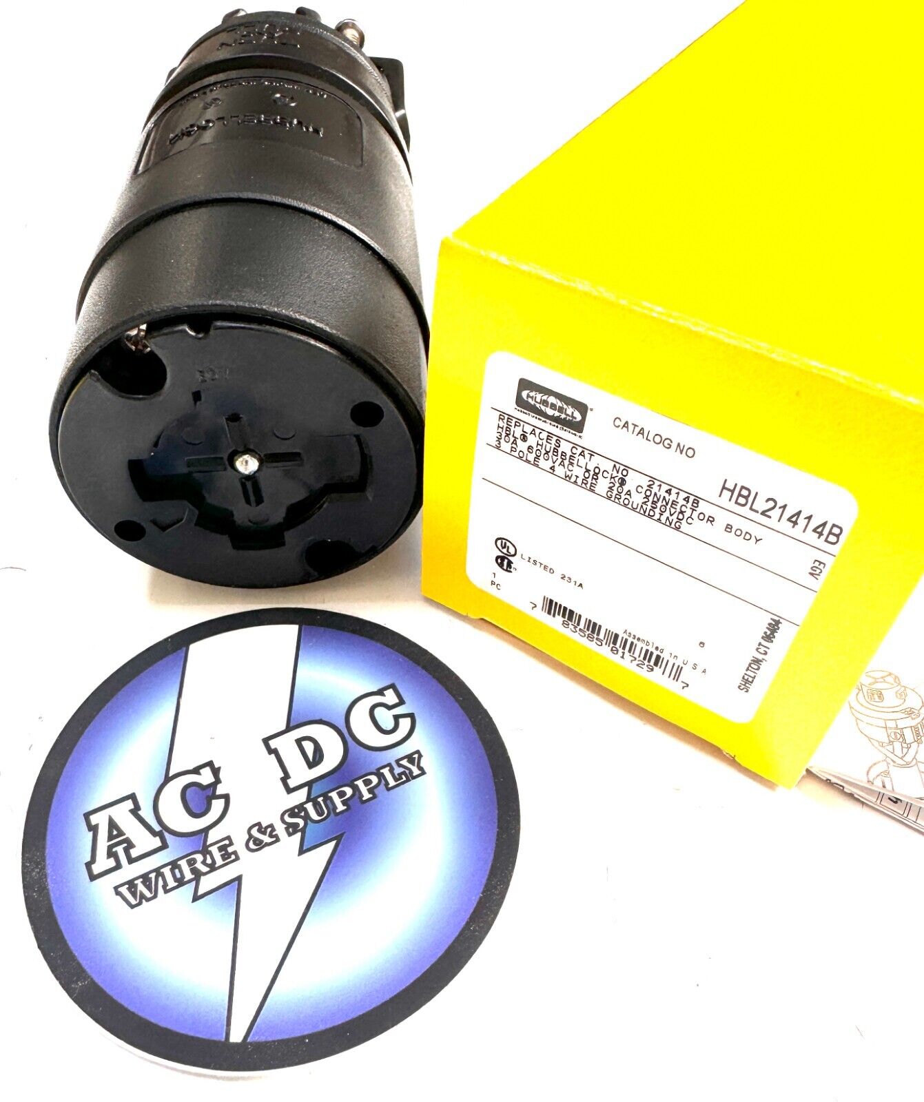 Hubbell Hbl21414b 30/20A Locking Connector 3P 4W 600Vac/250Vdc – AC/DC ...