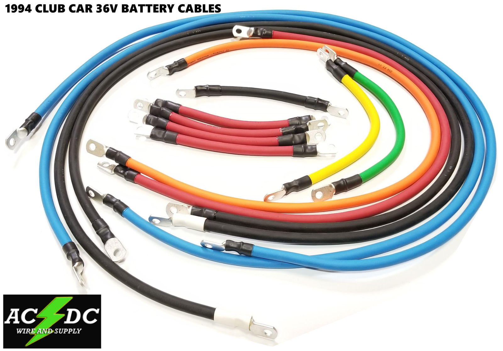 # 2 Awg HD Golf Cart Battery Cable 14 Pc Kit 94 CLUB CAR 36 VOLT – AC ...