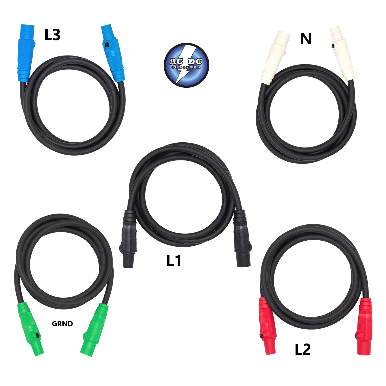 2/0 - 300 AMP 600V TYPE SC CAM LOCK CORD SET OF {5} – AC/DC WIRE AND SUPPLY