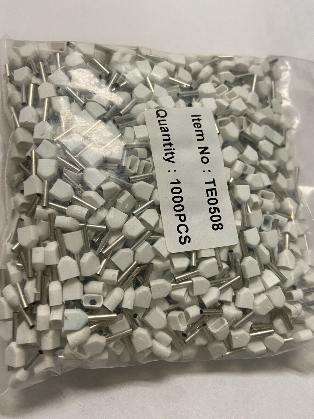 1000 pcs Twin Ferrules 8mm 22 awg 2X22Awg Double entry bootlaceinsulat ...