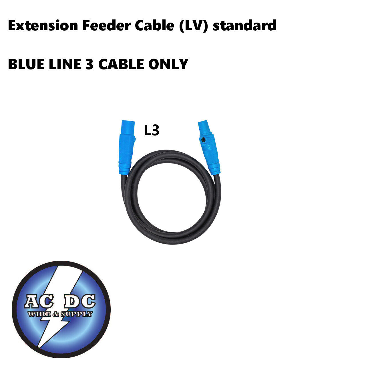 Extension Feeder Stage and lighting Cable 5 ft 4/0 L3 BLUE (LV) standa ...